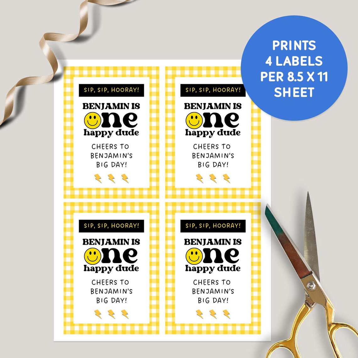 One Happy Dude Juice Pouch Label, Editable Birthday Template (digital ...