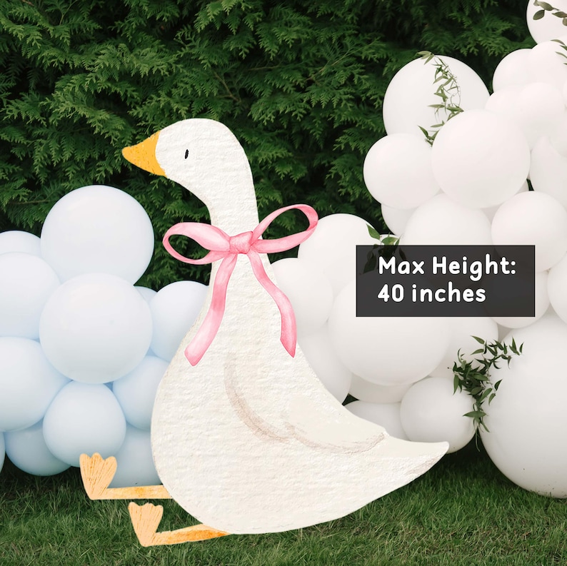 Printable One Silly Goose Big Decor Cutout, Goose With Pink Bow Cutout ...