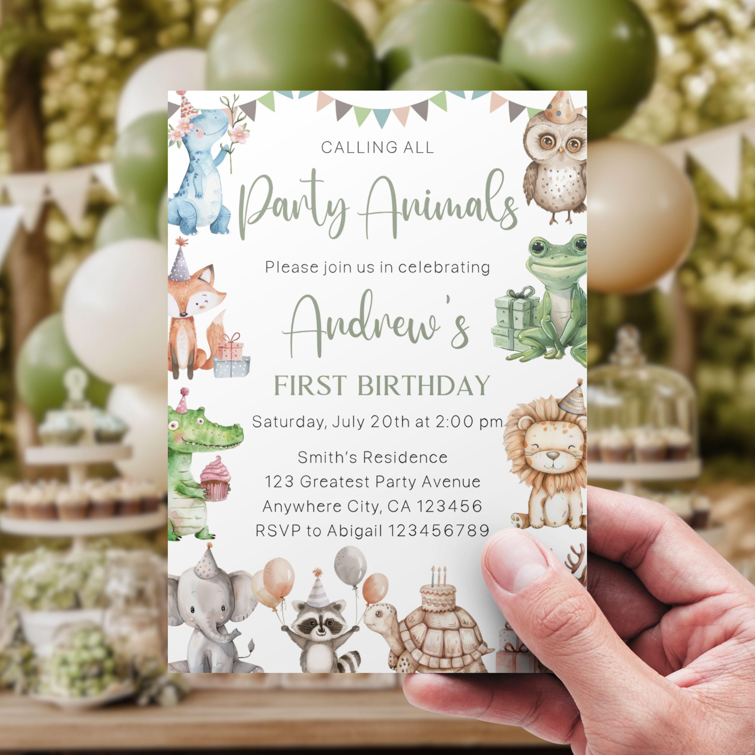 Editable Party Animals Birthday Invitation, Calling All Party Animals ...