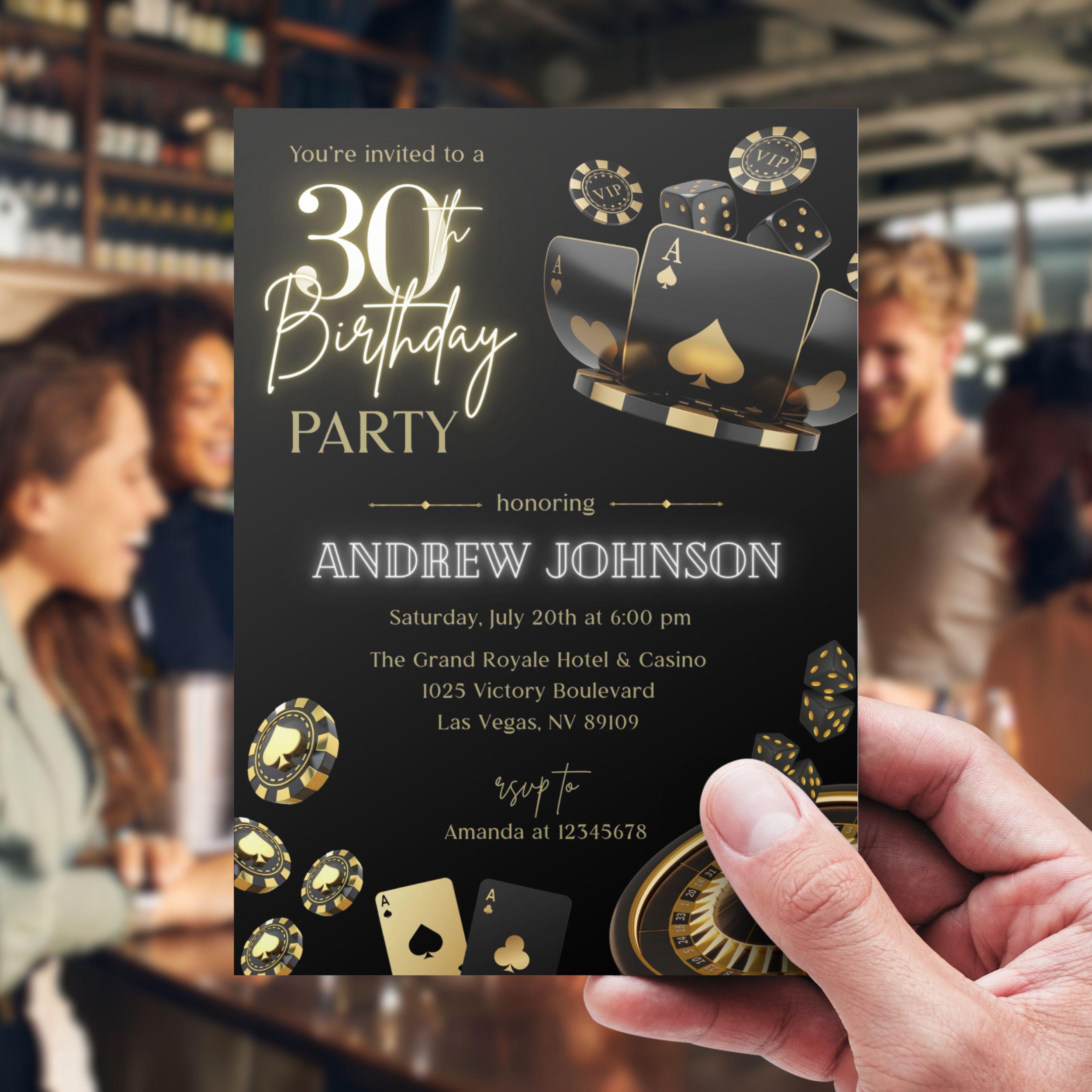 Casino Birthday Invitation Template, 21st 30th 40th 50th Poker Party ...