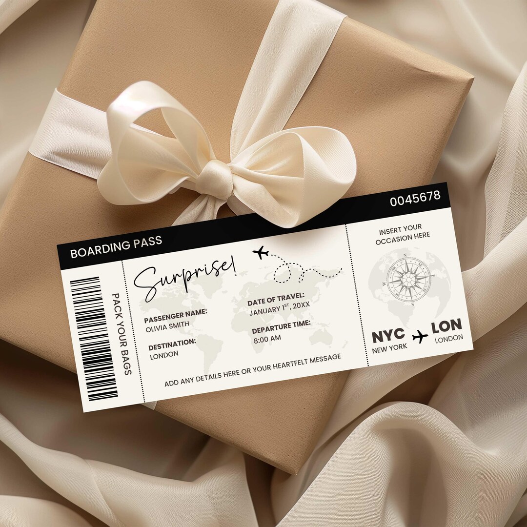 Editable Boarding Pass Ticket Template: Surprise Trip Voucher ...