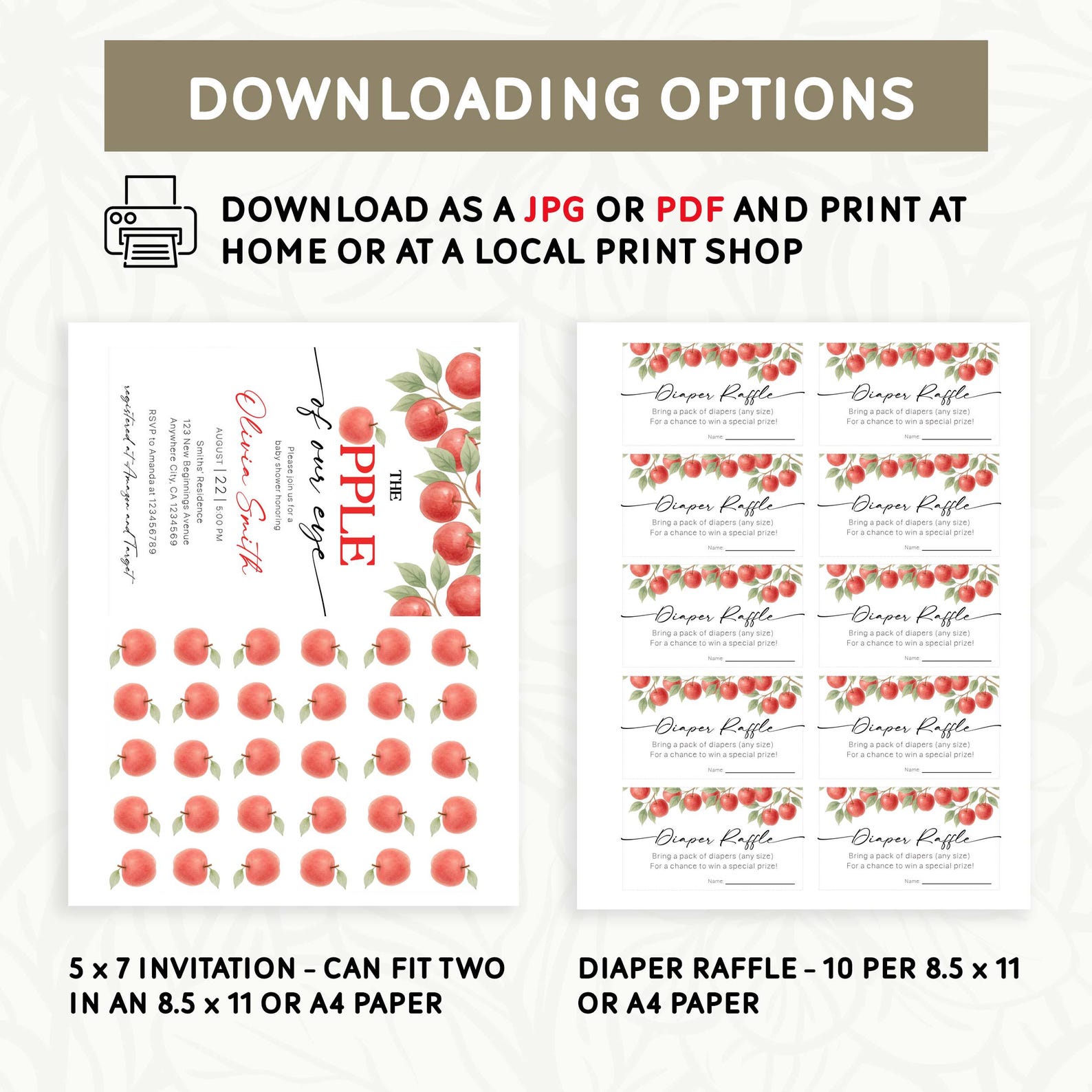 Apple of Our Eye Baby Shower Bundle, Fall Apple Theme Baby Shower Set ...