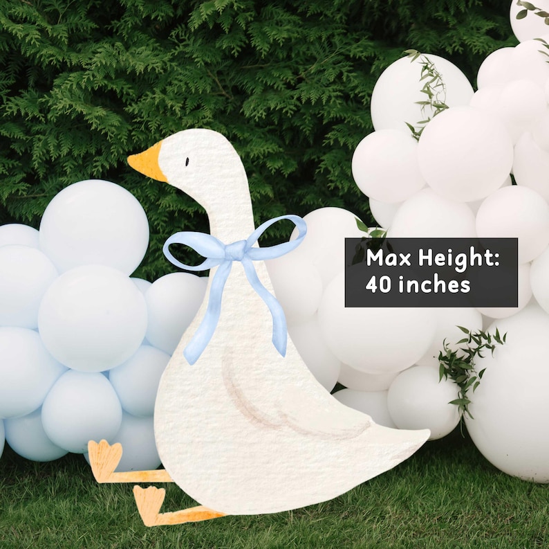 Printable One Silly Goose Big Decor Cutout, Goose With Blue Bow Cutout ...
