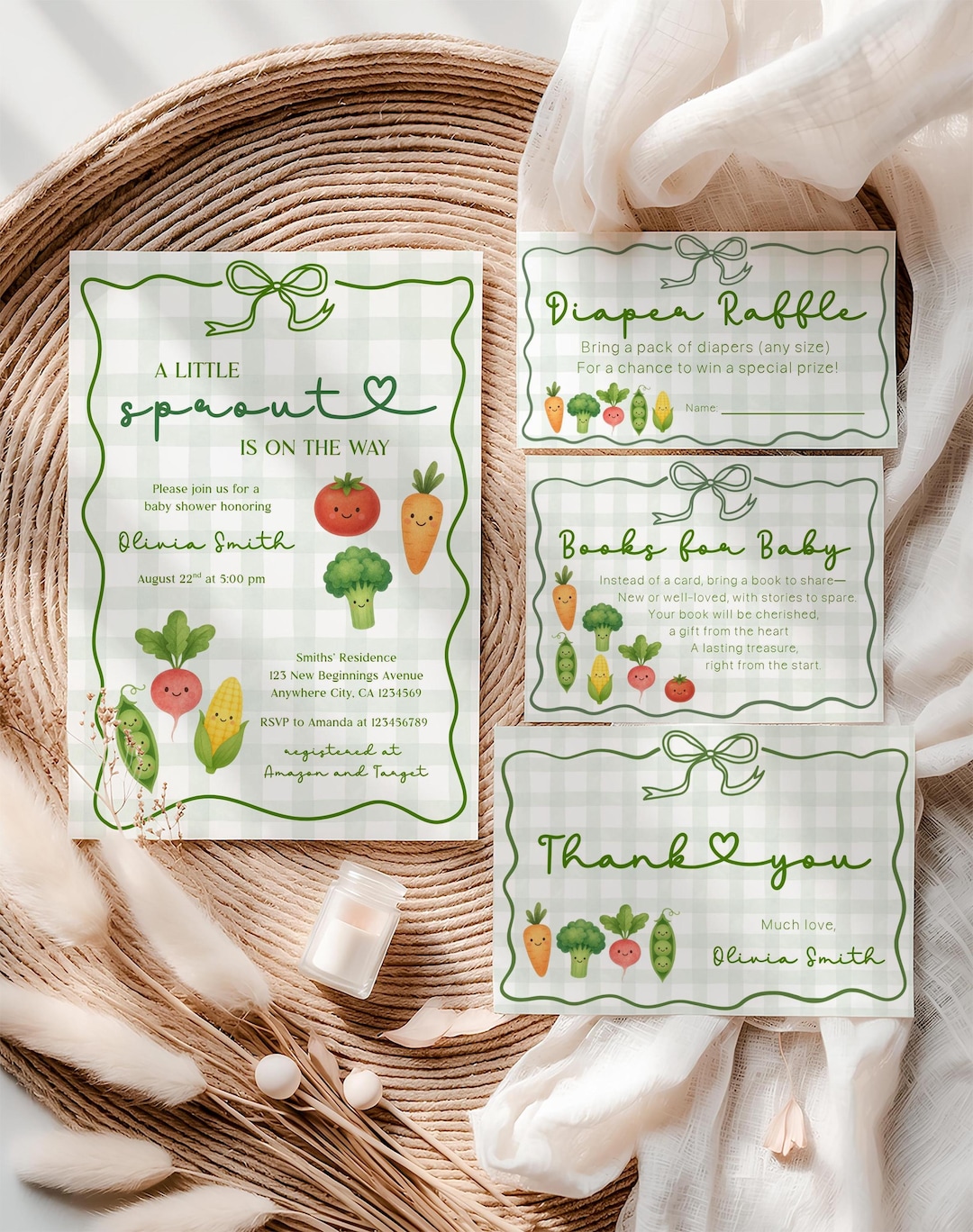 Little Sprout Baby Shower Bundle: Garden Theme Template Set (digital ...