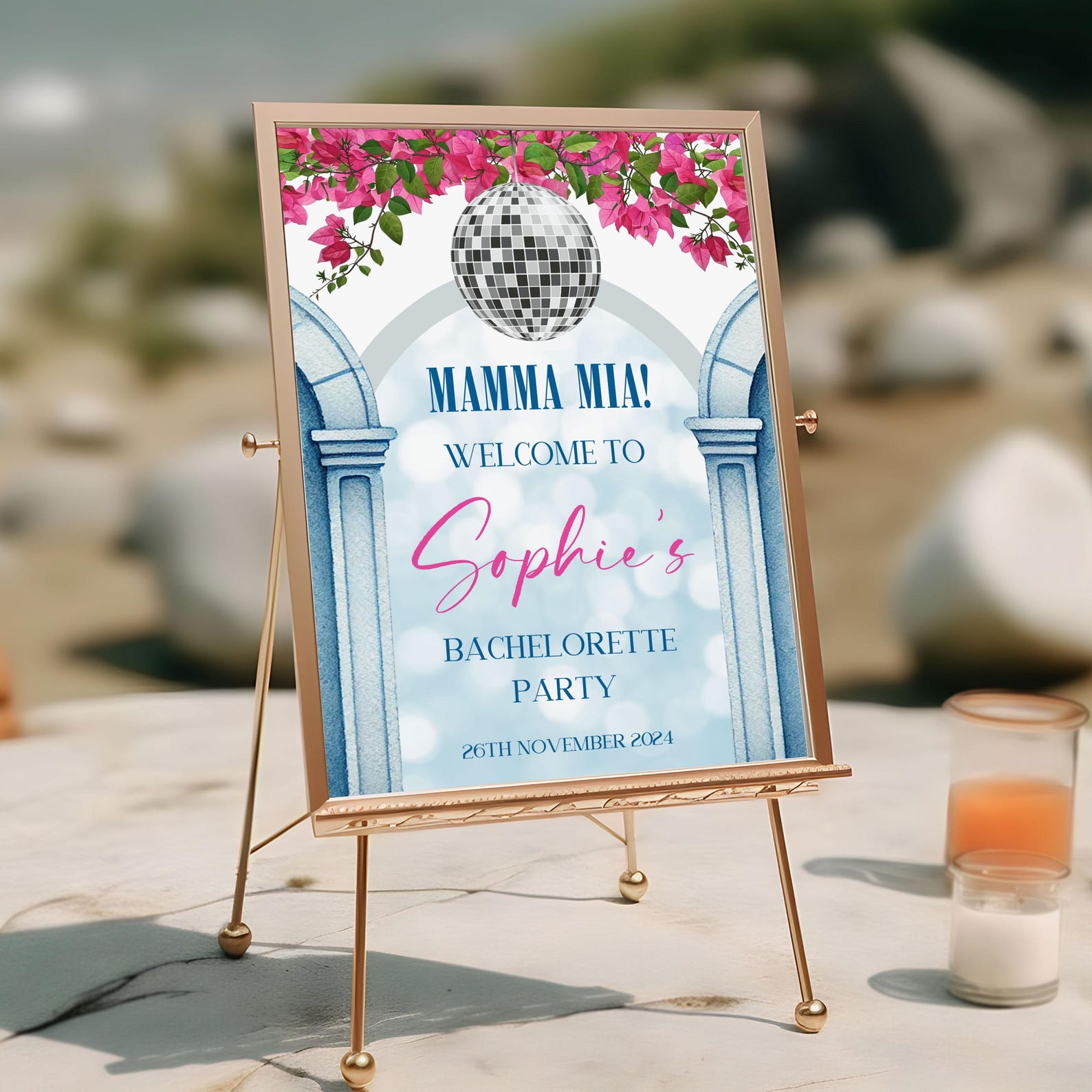 Editable Mamma Mia Welcome Sign, Hen Bachelorette Party Sign, Dancing ...