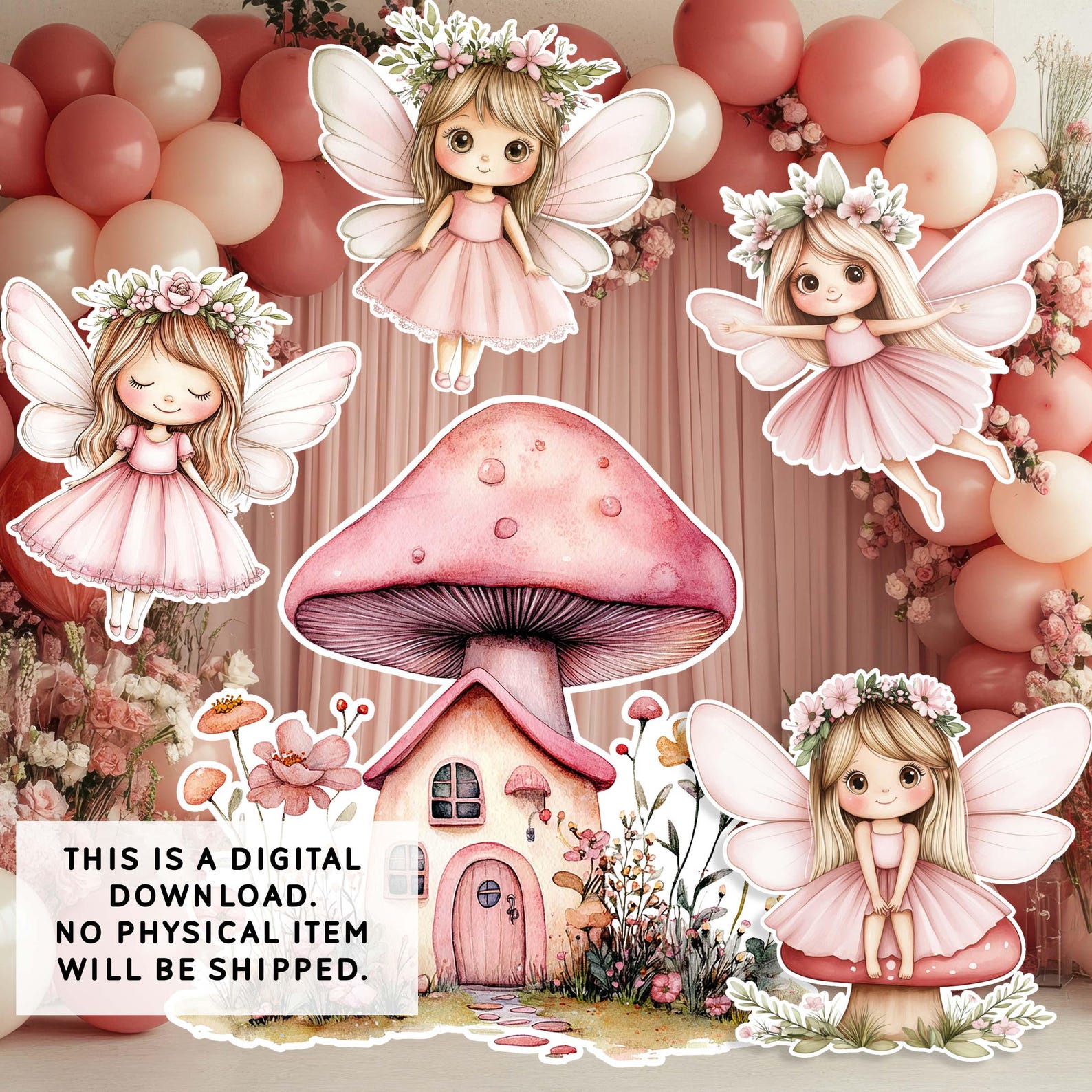 Printable Fairy Big Decor Cutout Bundle, Fairy First Birthday Party ...