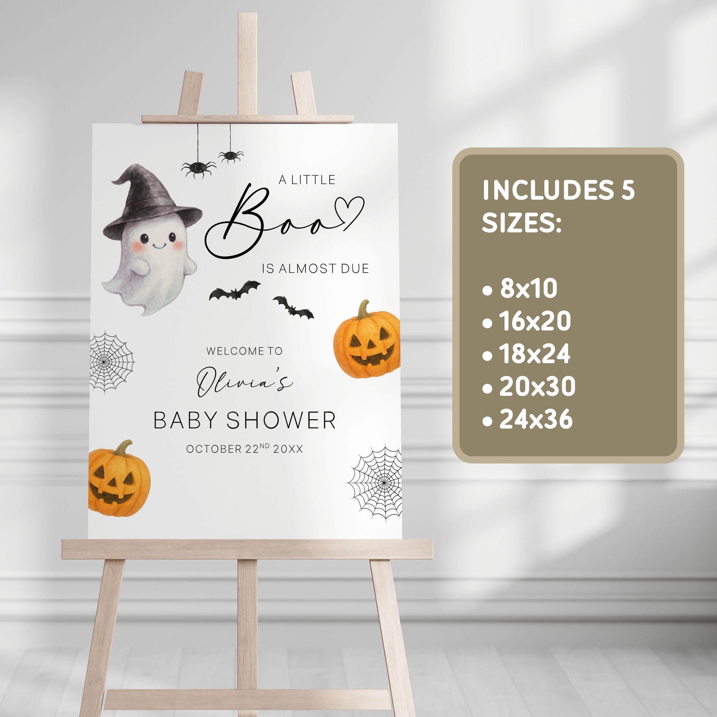 Little Boo is Almost Due Baby Shower Welcome Sign, Cute Ghost Pumpkin ...