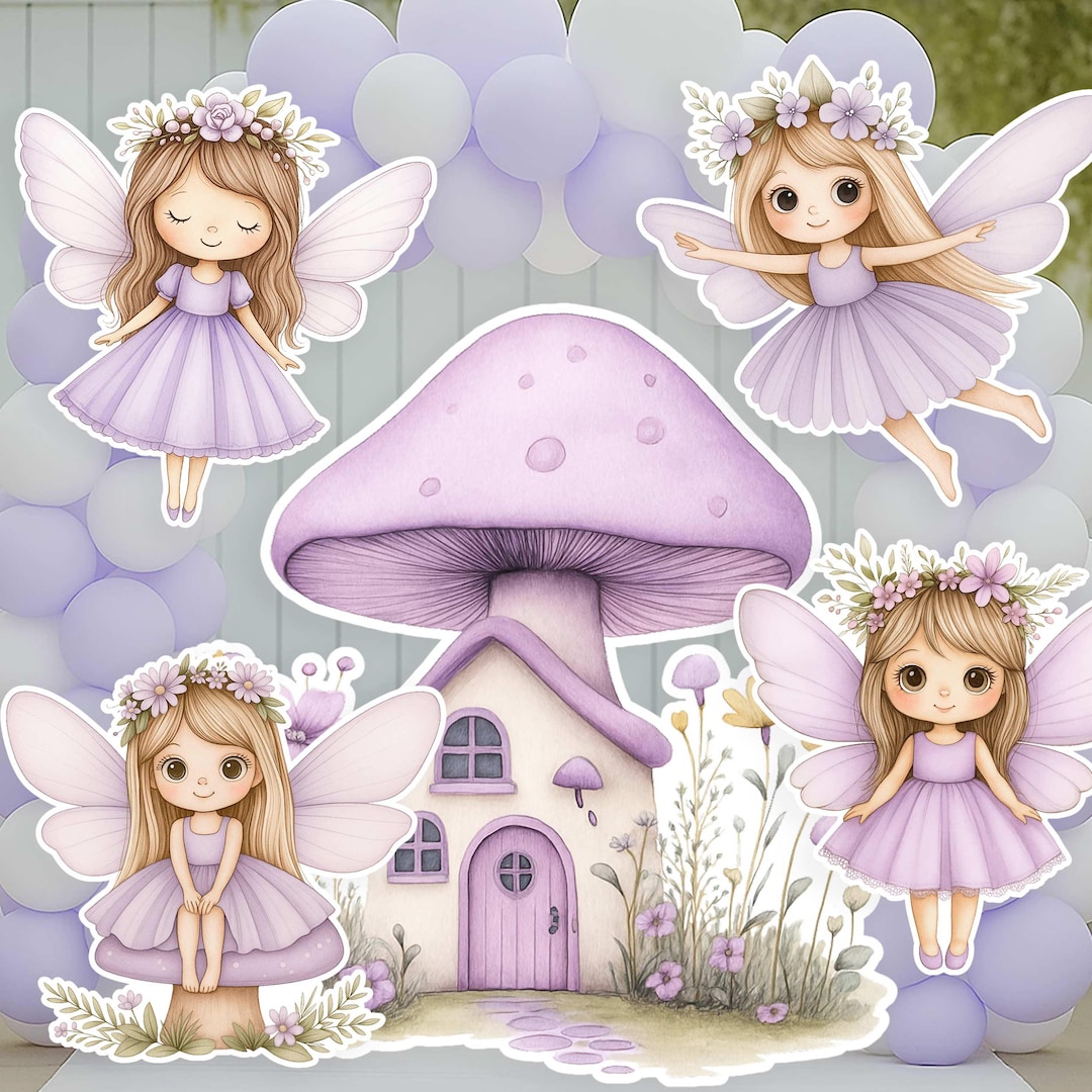 Printable Purple Fairy Big Decor Cutout Bundle, Fairy First Purple ...