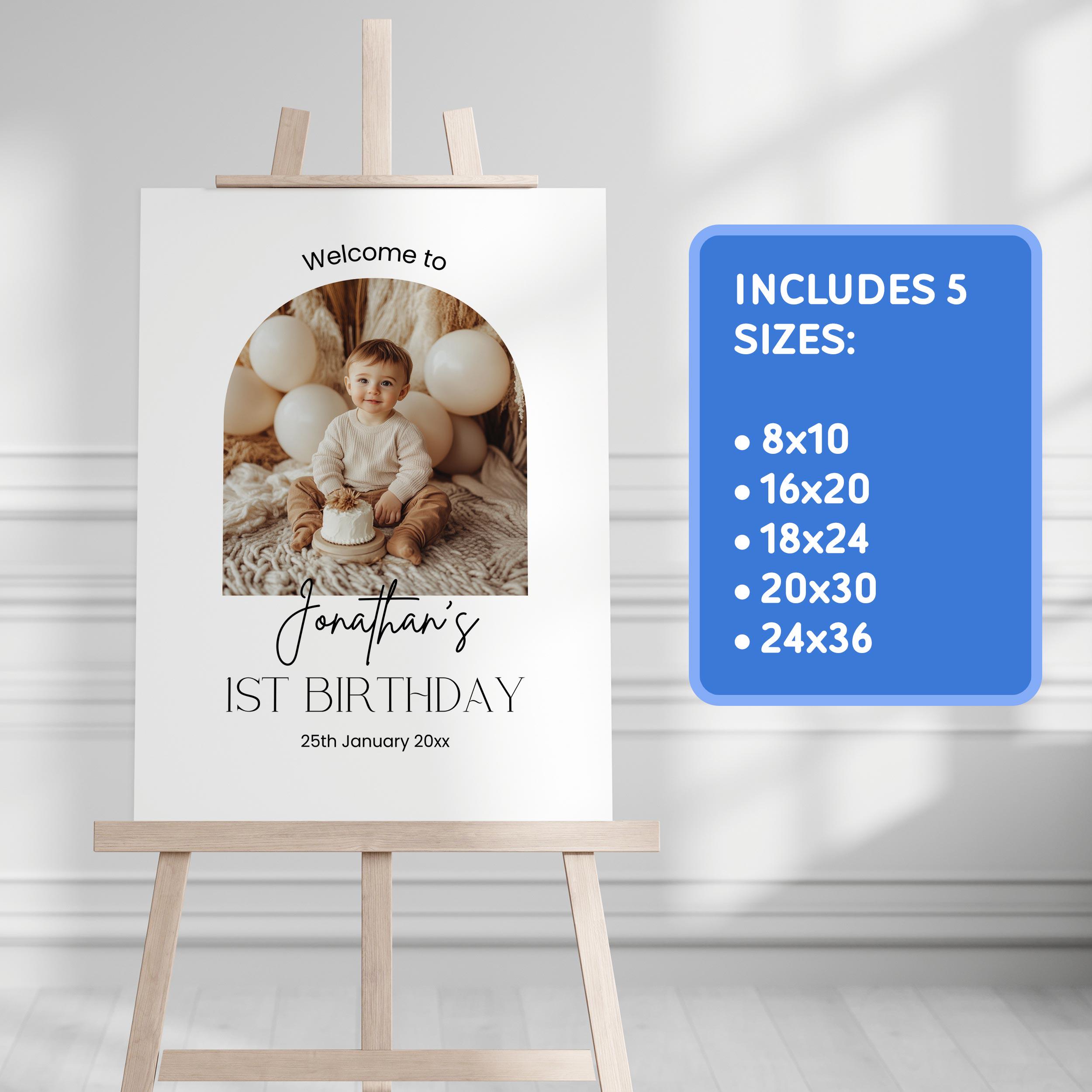 Simple Photo Birthday Welcome Sign, Editable Any Gender Birthday ...