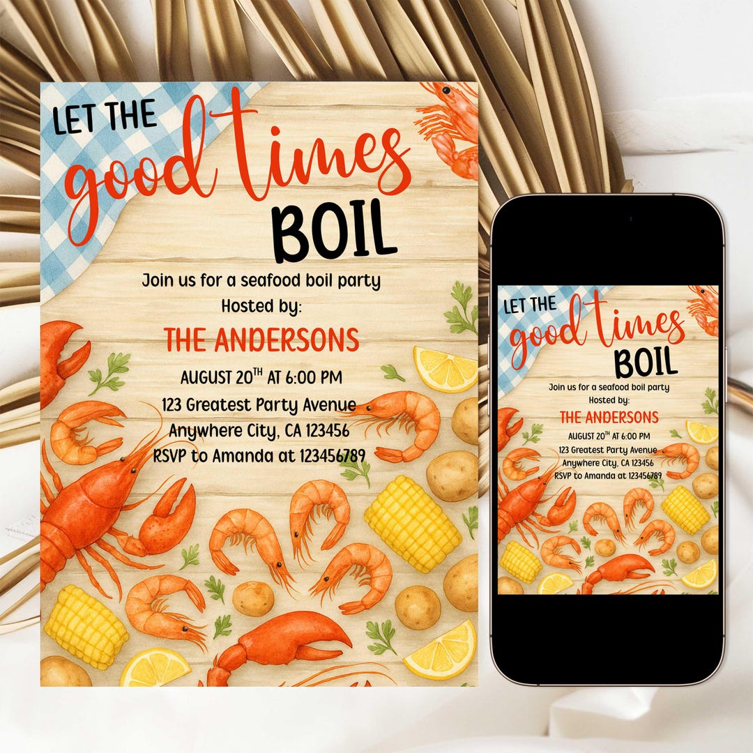 Editable Seafood Boil Party Invitation Template, Let the Good Times ...