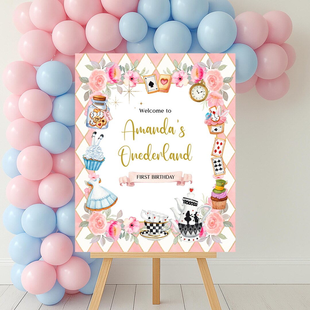 Alice in Wonderland Birthday Welcome Sign, Whimsical Alice in ...