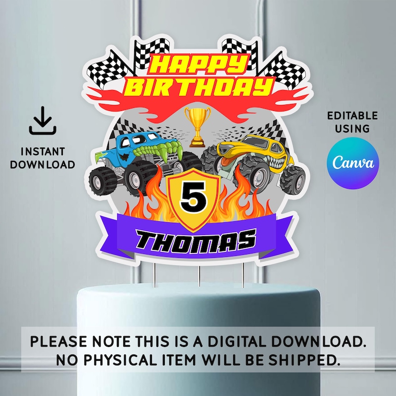 Monster Truck Cake Topper - Etsy