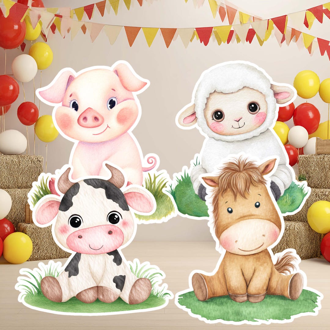 Printable Farm Animals Big Decor Cutout, Farm Animals Birthday Party ...