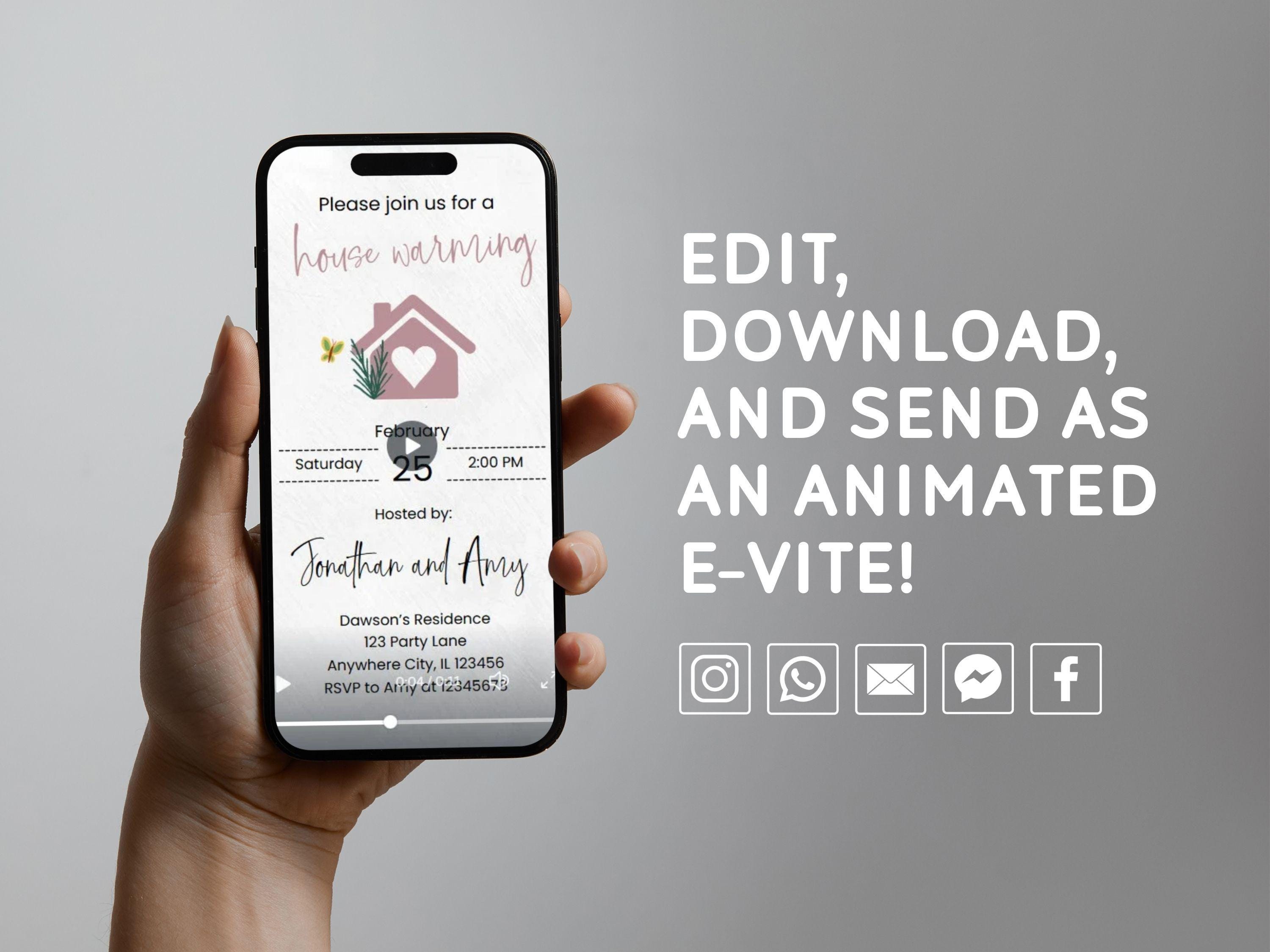 Digital House Warming Invitation, Animated House Warming Evite, Digital ...