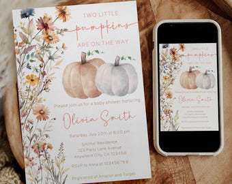 Two Little Pumpkins - Twin Baby Shower Template - Etsy