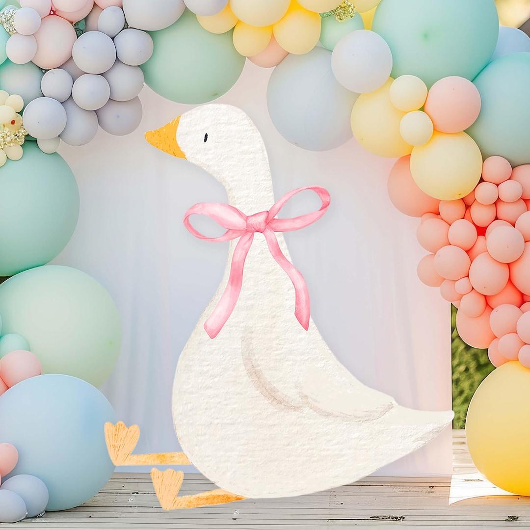 Printable One Silly Goose Big Decor Cutout, Goose With Pink Bow Cutout ...