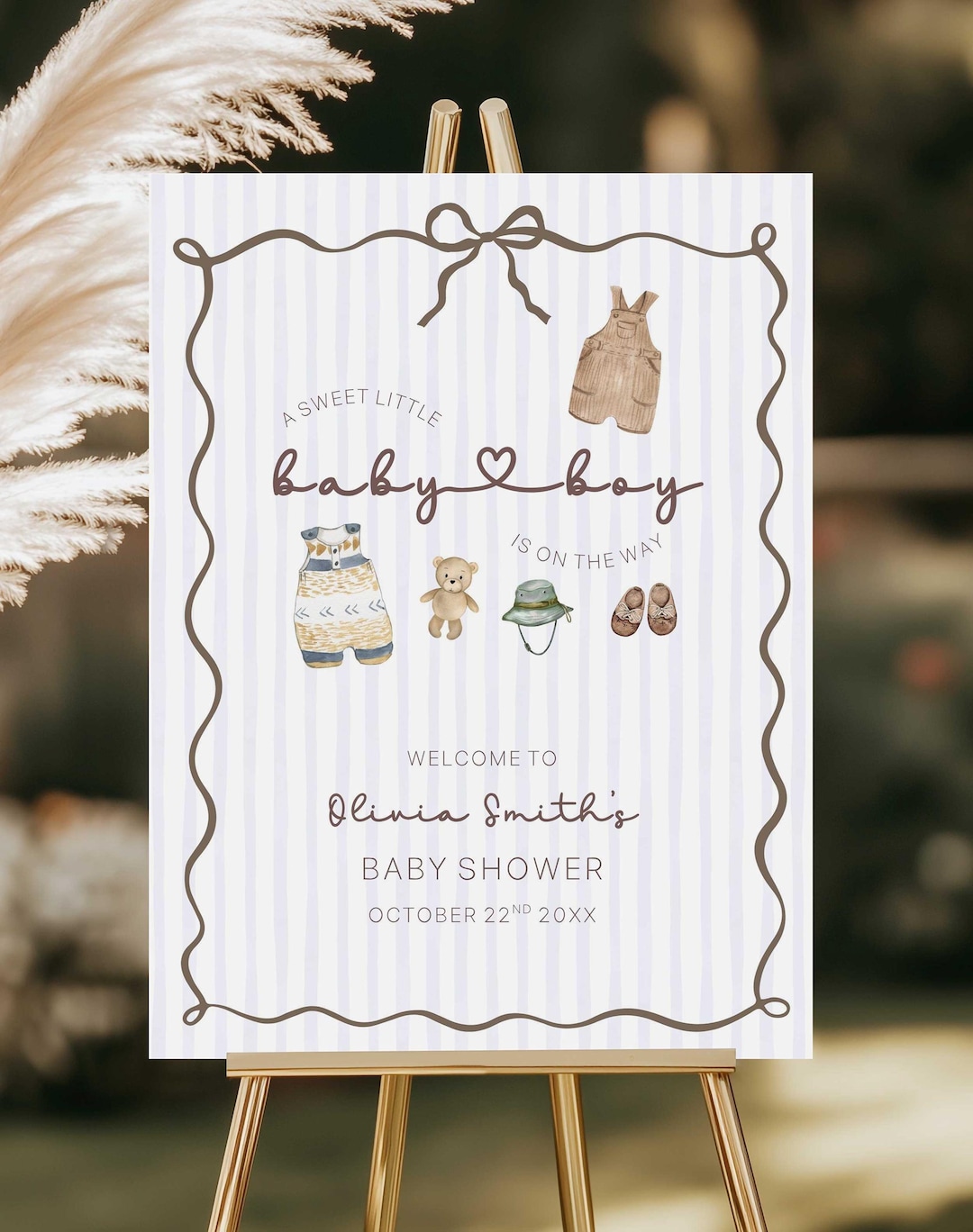 Baby Shower Welcome Sign, Blue Baby Clothes Theme (digital Download) - Etsy