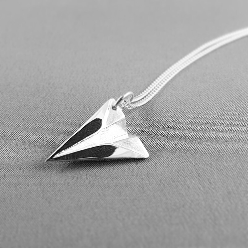 Paper Airplane Necklace - Etsy