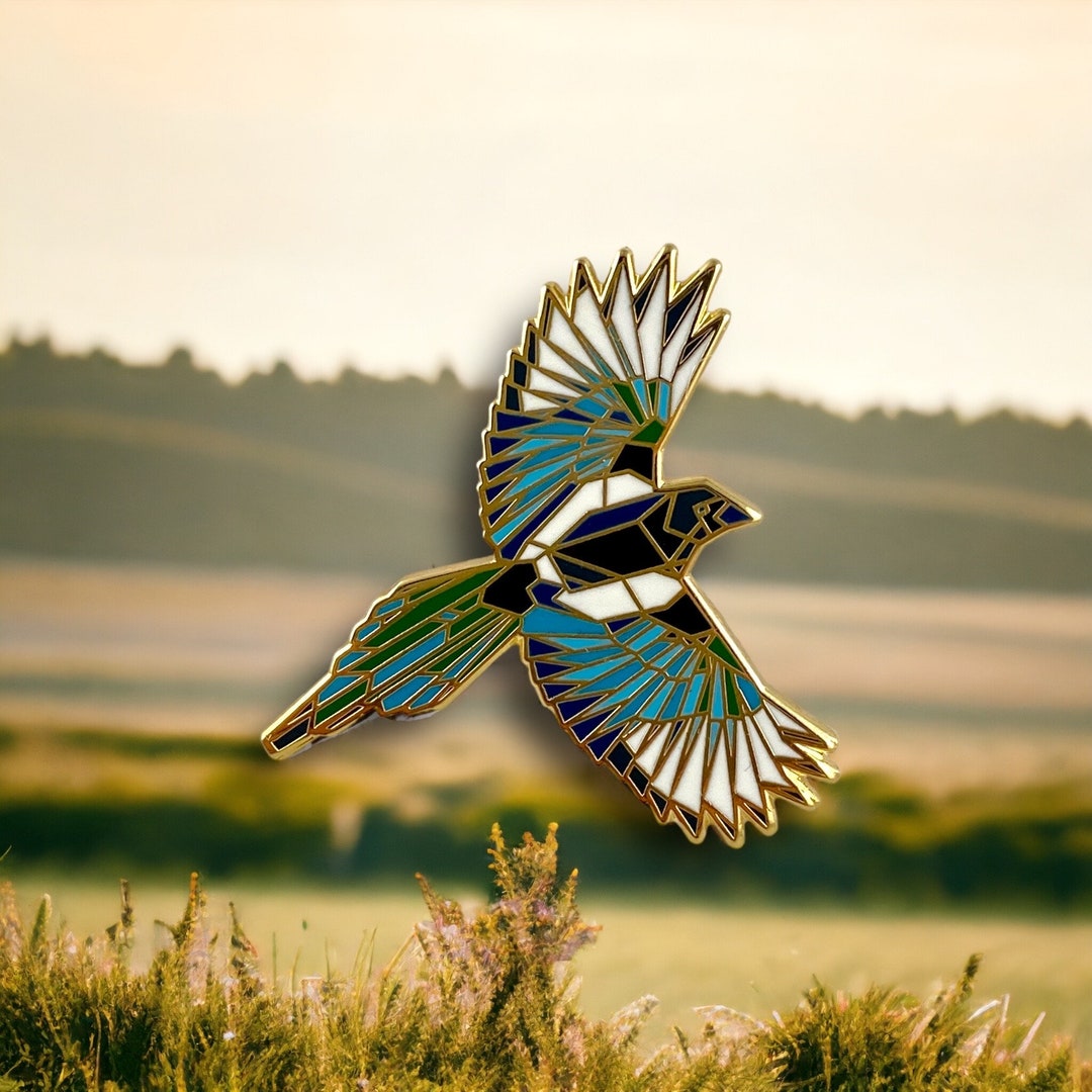 Magpie Pin,bird Enamel Pin,origami Jewelry,magpie Pin,bird Lover,bird ...