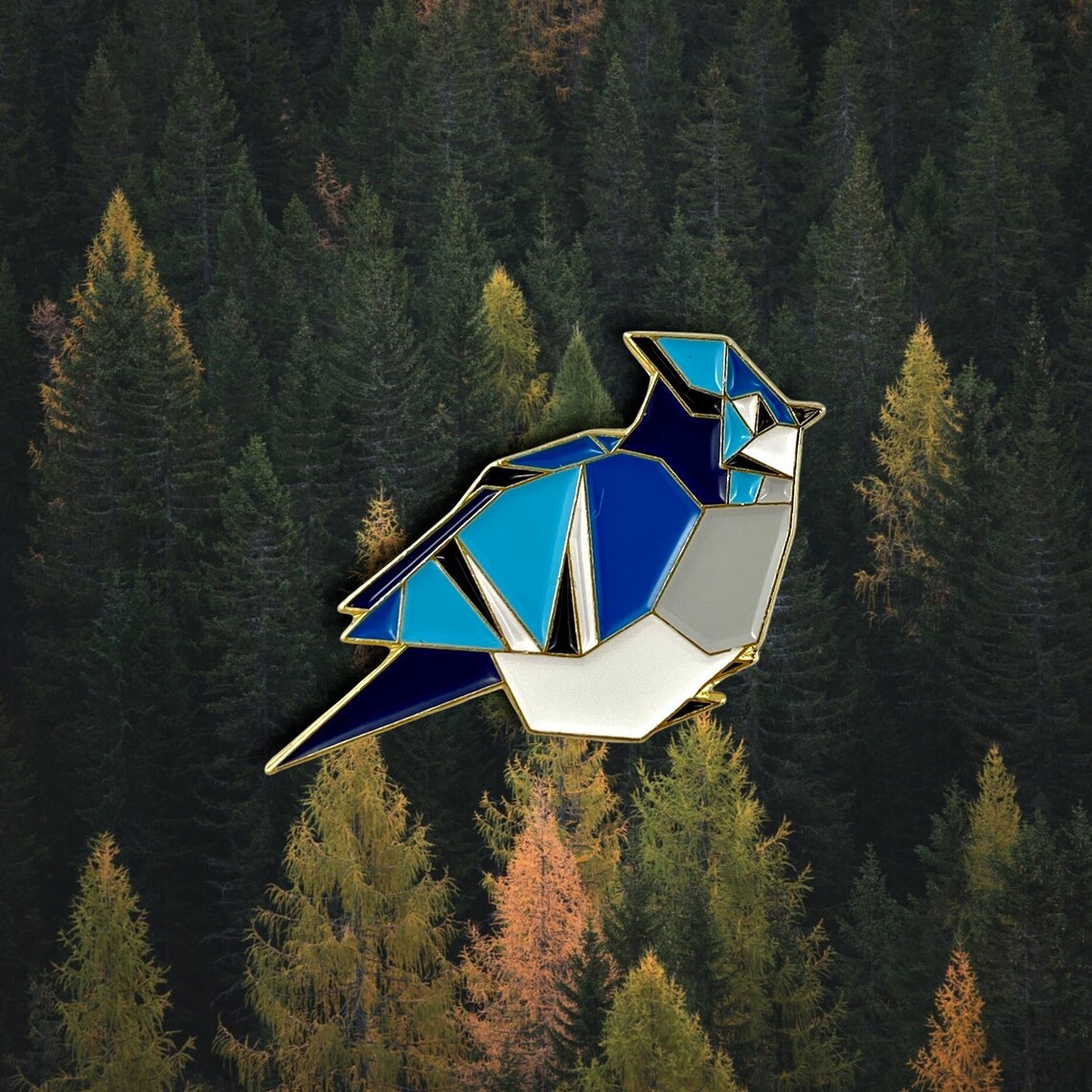 Bluejay Enamel Pinenamel Pinsblue Jay Pinbluejayorigami | Etsy