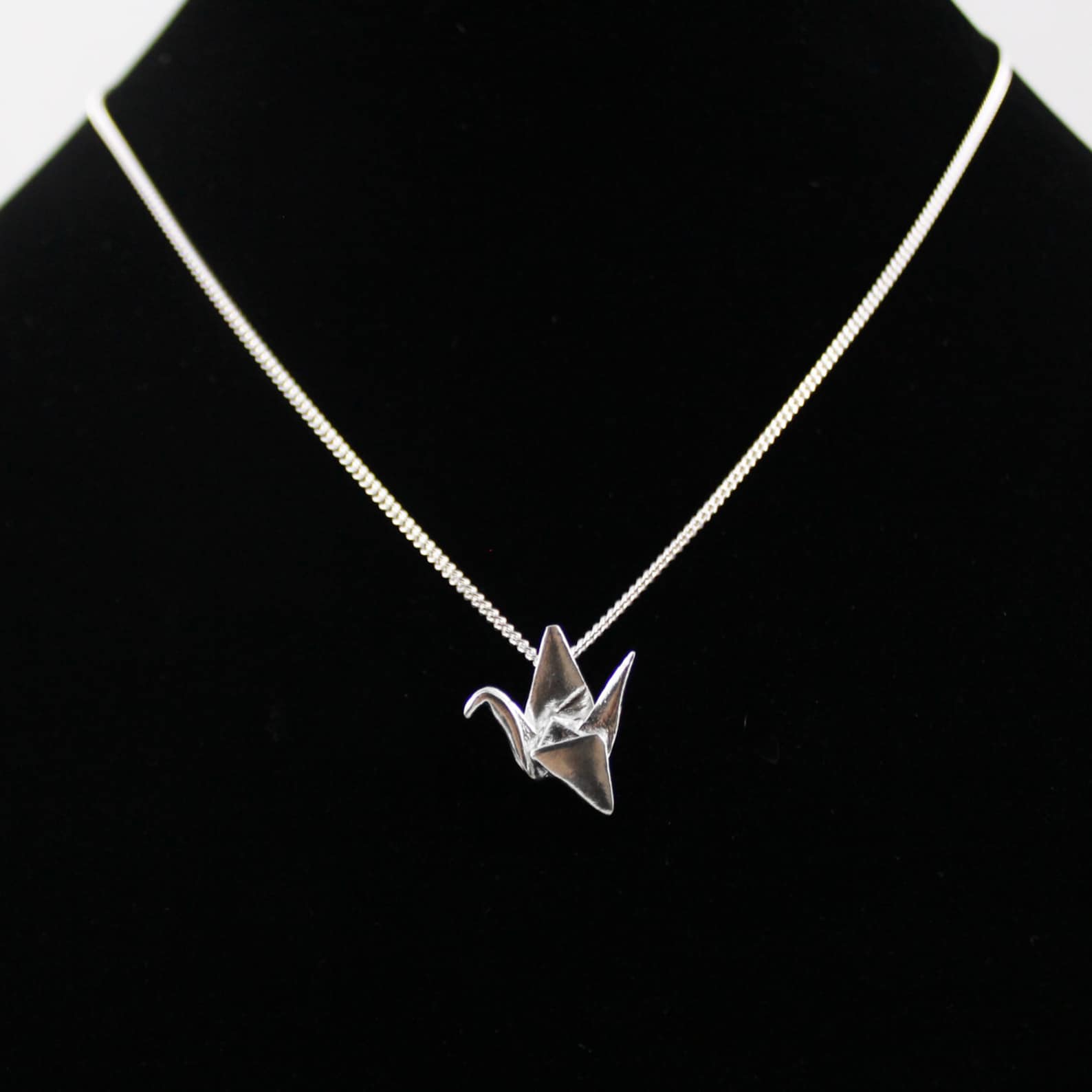 Silver Origami Crane Necklace – First Anniversary Gift for Her, Origami ...