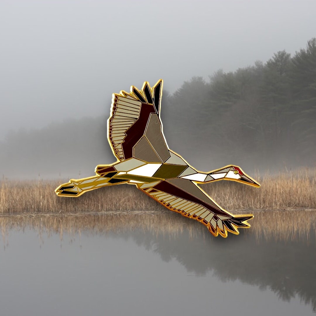 Origami Sandhill Crane Enamel Pin: Birdwatcher Gift - Etsy