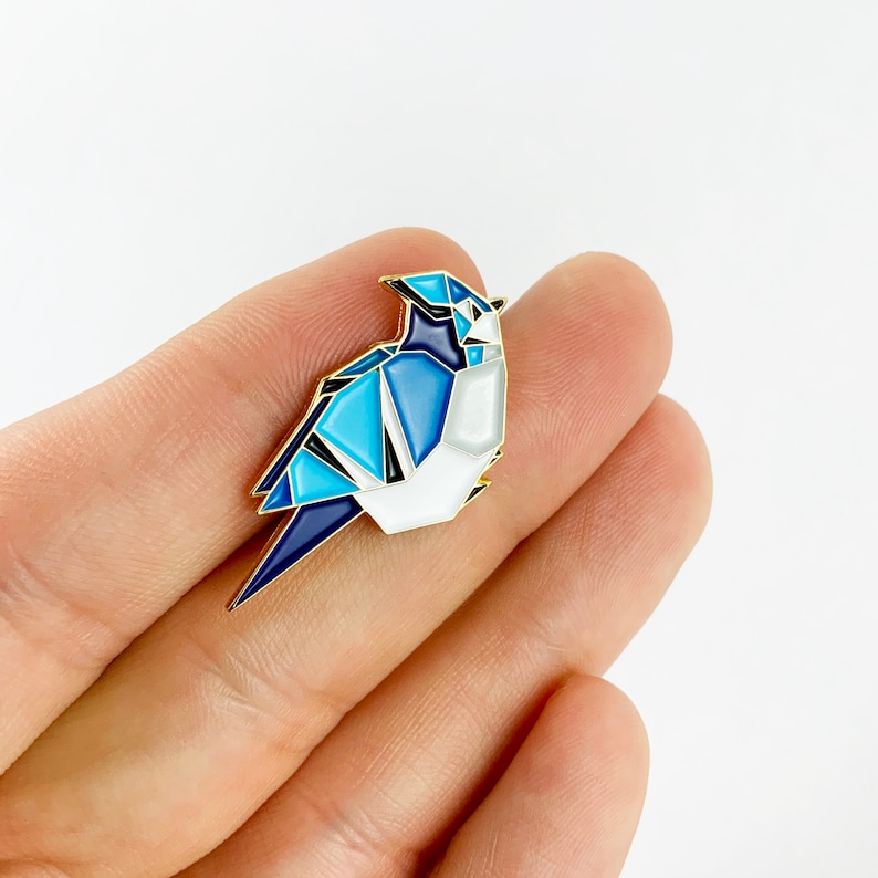 Bluejay Enamel PinEnamel PinsBlue Jay PinBluejayOrigami | Etsy