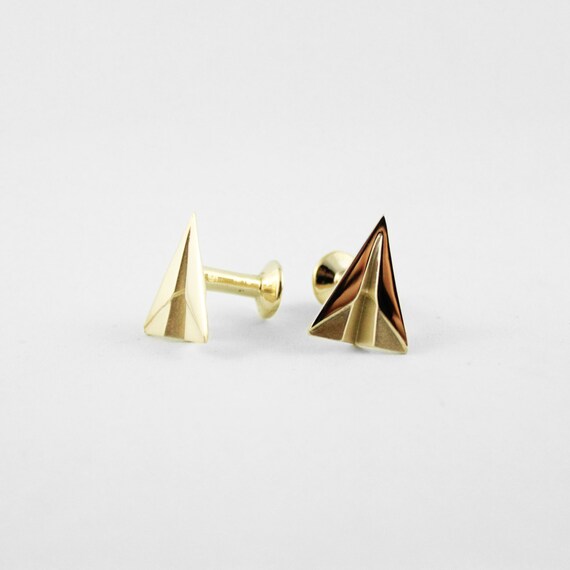 10K Solid Gold Paper Airplane Cufflinksairplane | Etsy
