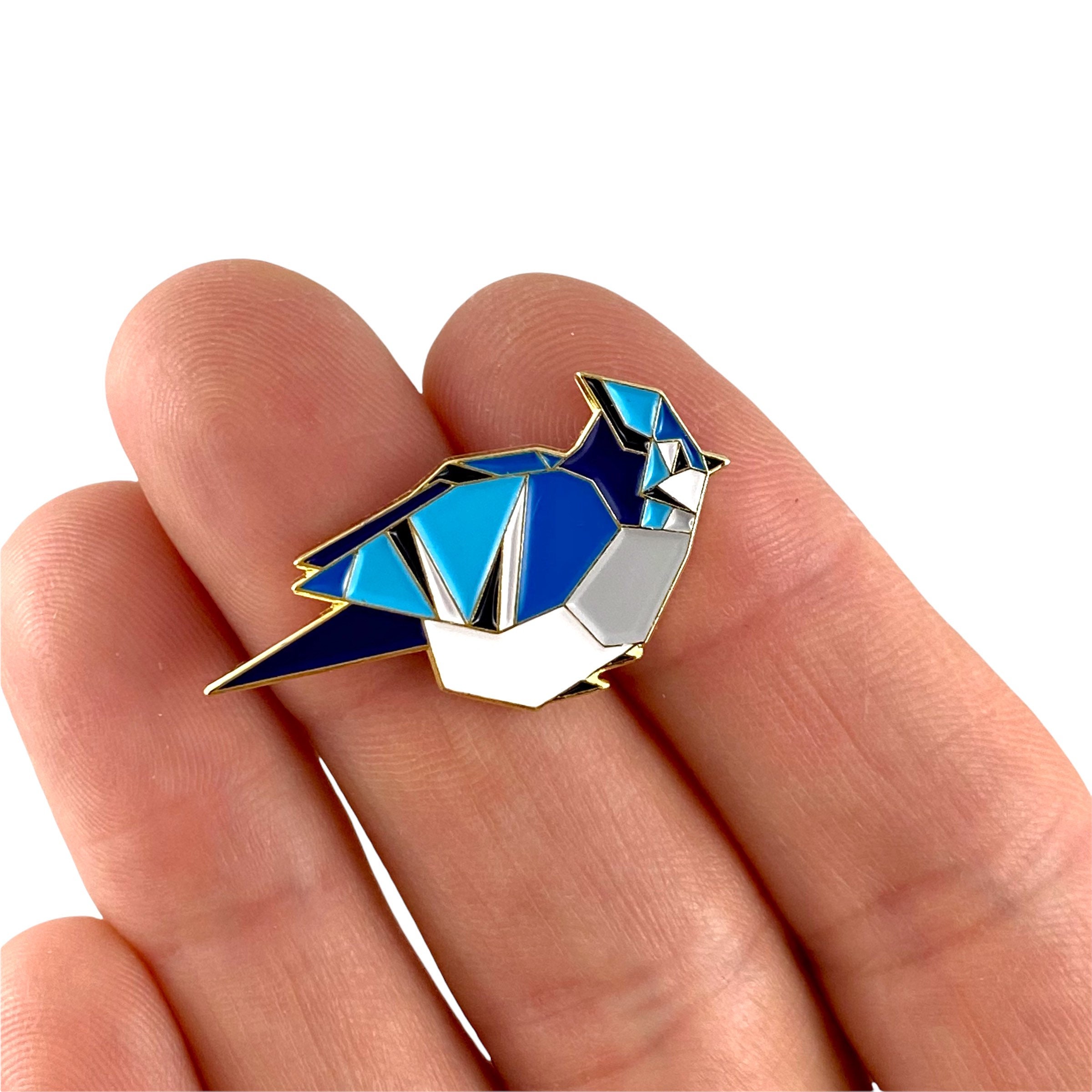 Bluejay Enamel Pinenamel Pinsblue Jay Pinbluejayorigami | Etsy Canada