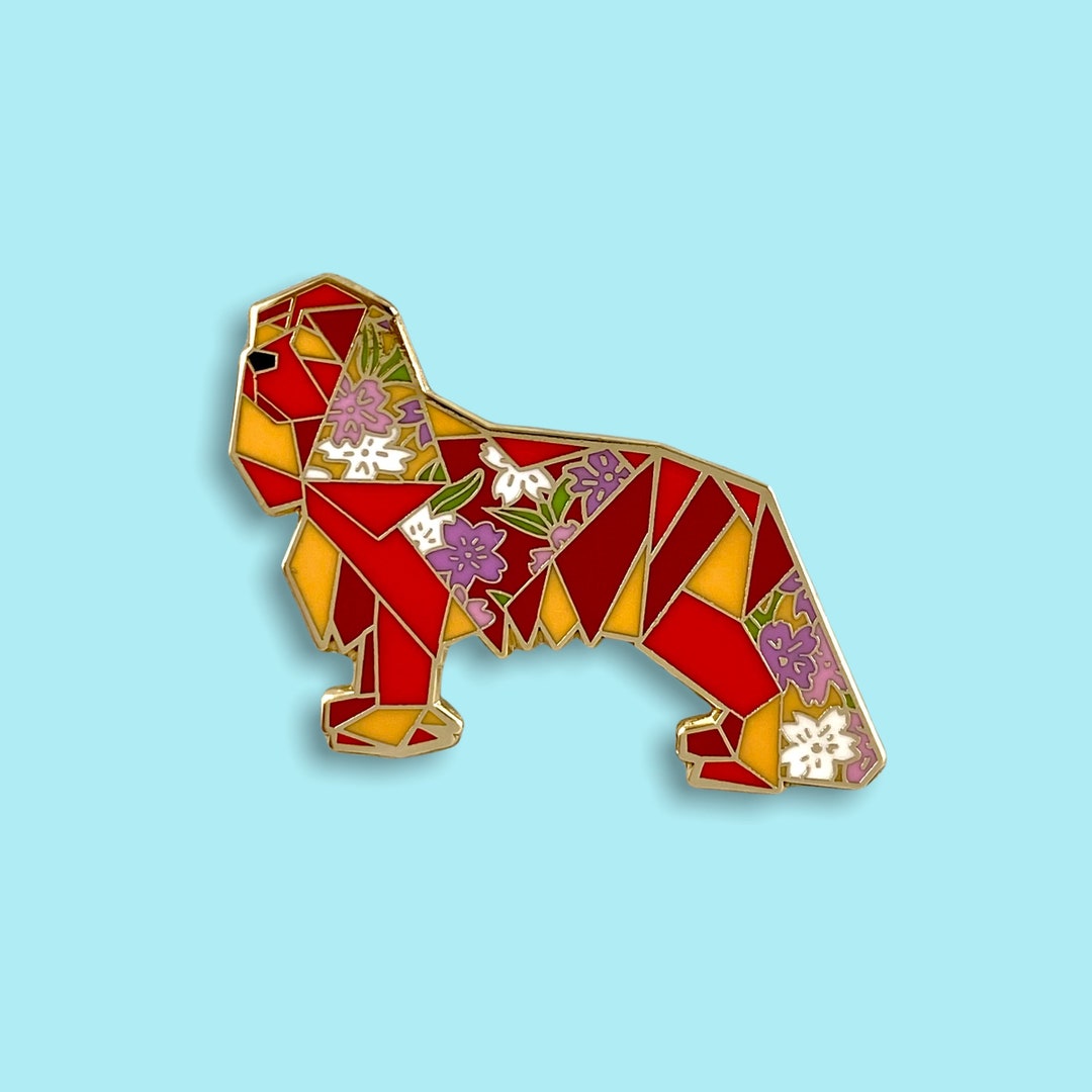 Origami Cavalier King Charles Spaniel Enamel Pin - Etsy