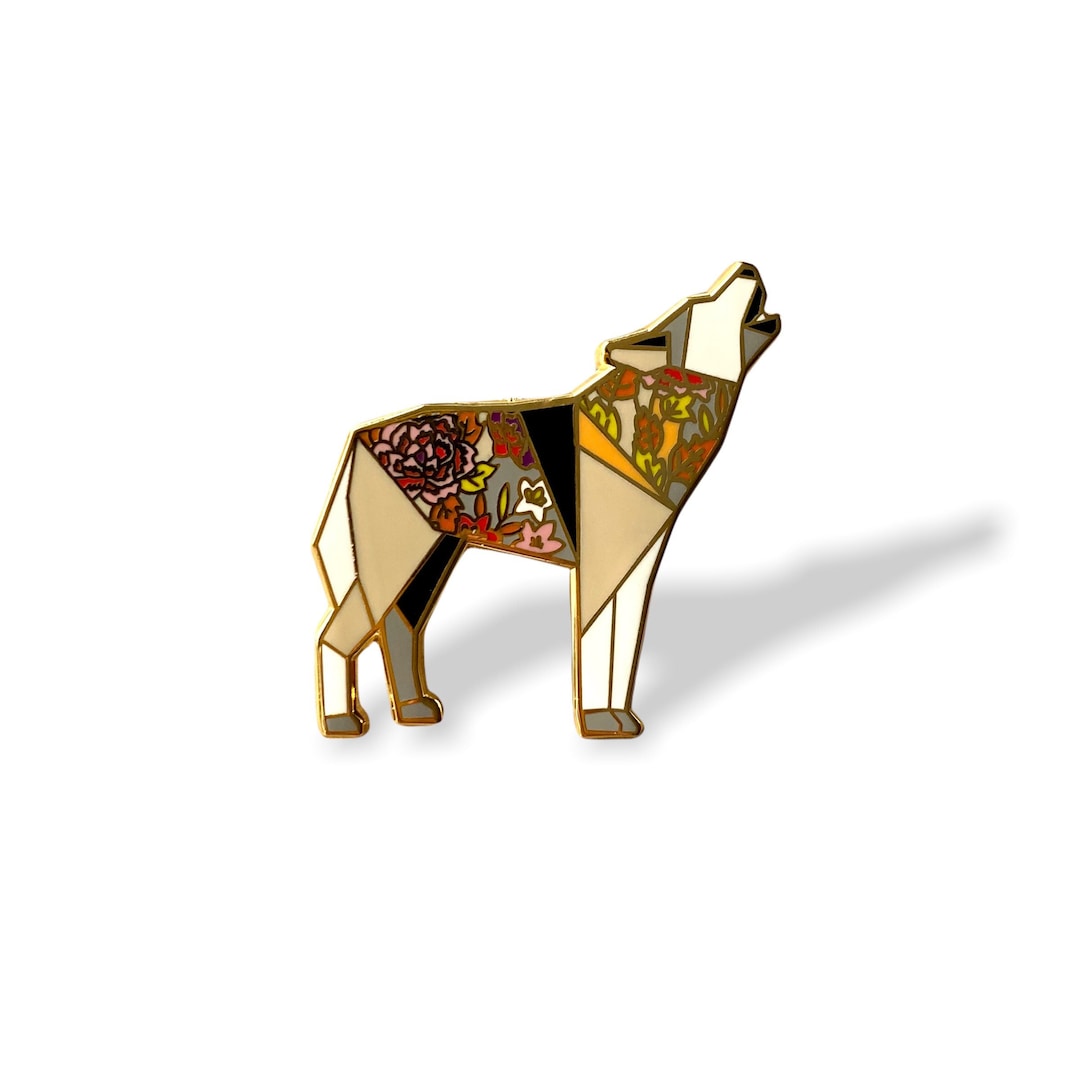 Origami Wolf Enamel Pin,wolf Enamel Pins,origami Jewelry,wolf Gift,wolf Lover,timber Wolf,wolf ...