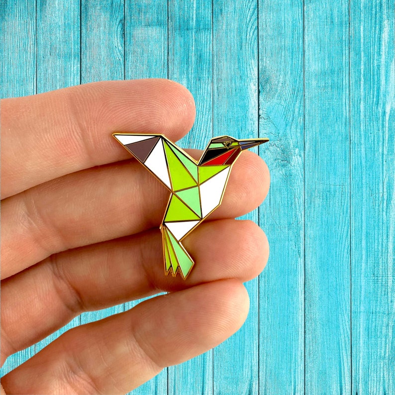 Hummingbird Enamel Pinbird Enamel Pinorigami Jewelrycolibri - Etsy