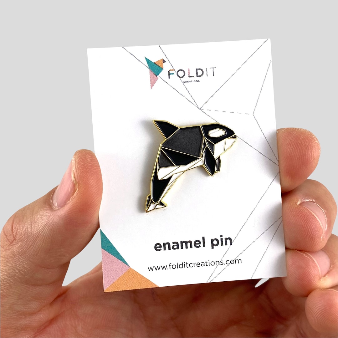 Origami Orca Enamel Pin: Whale Lover Gift - Etsy