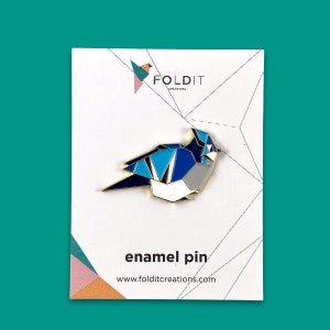 Bluejay Enamel Pin,enamel Pins,blue Jay Pin,bluejay,origami Bird,bird ...