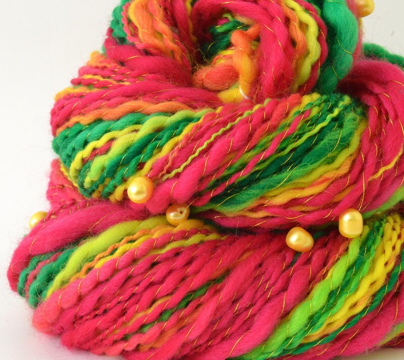 Handspun Yarn Bright Merino Yarn Freshwater Pearls | Etsy