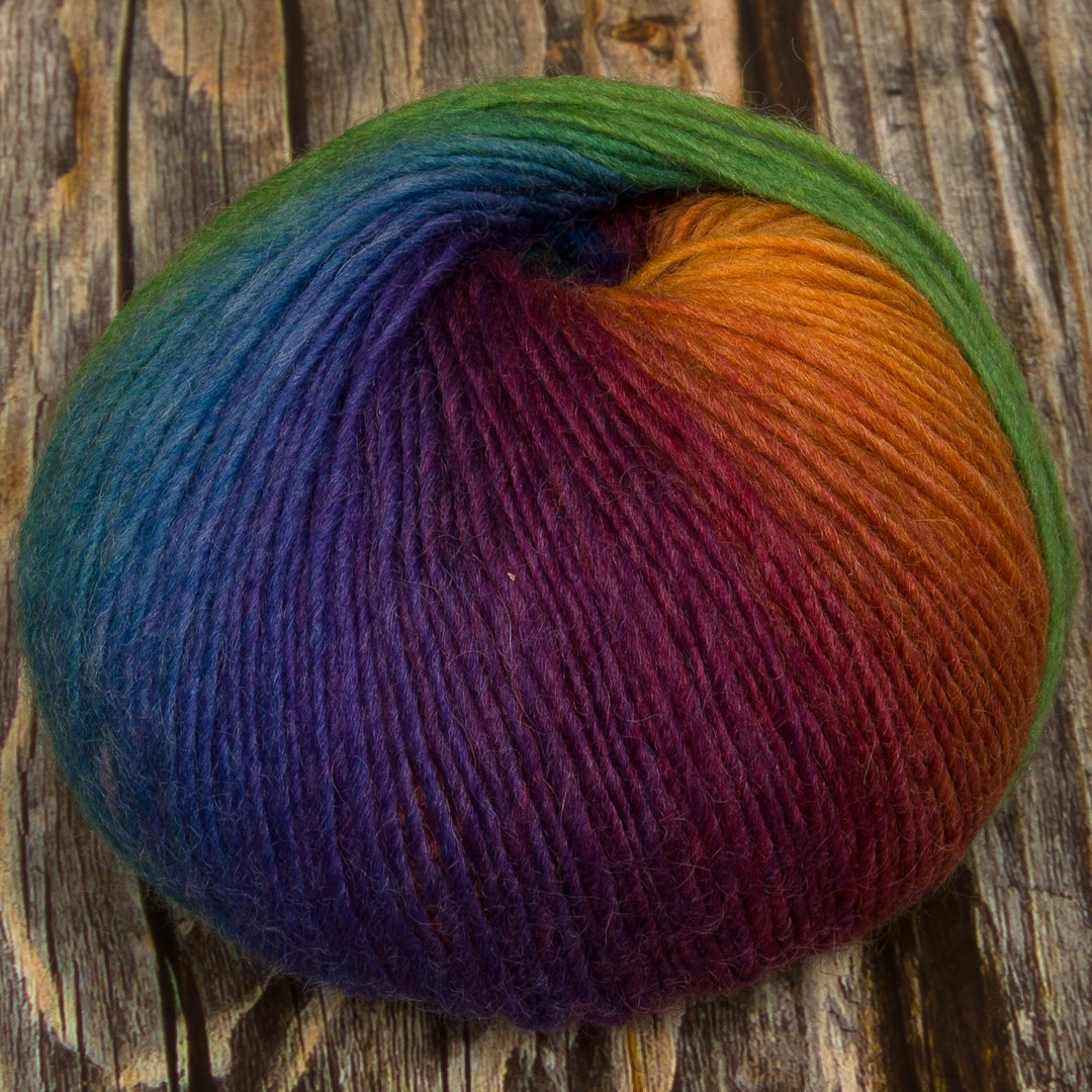 Singles Yarn Variegated dyed Summer 100% Wool 50g Rainbow - Etsy