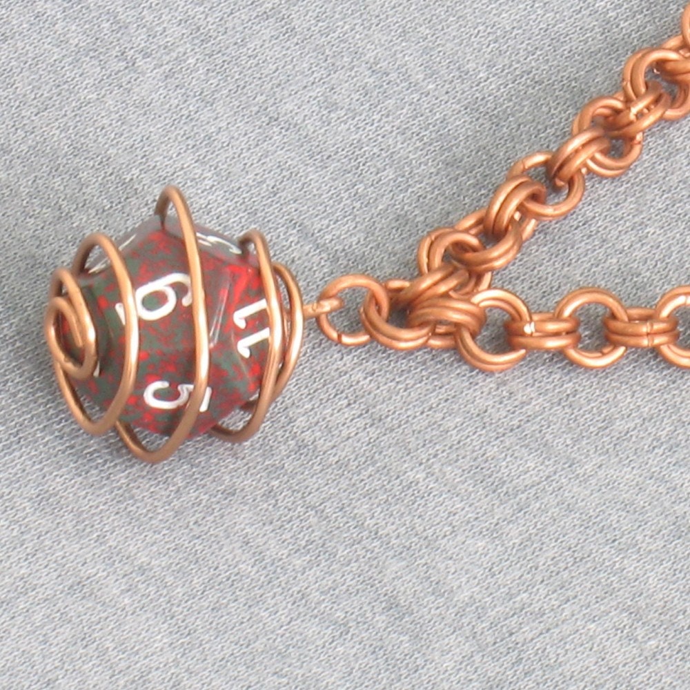 D12 Earth Tone Copper Wire Wrapped Chainmail Dice Necklace - Etsy Sweden