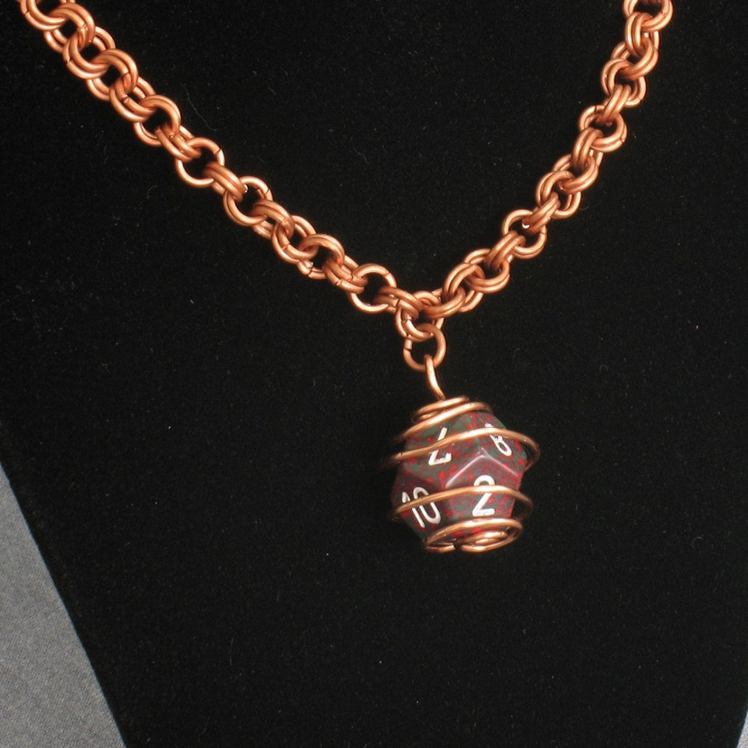 D12 Earth Tone Copper Wire Wrapped Chainmail Dice Necklace - Etsy Sweden