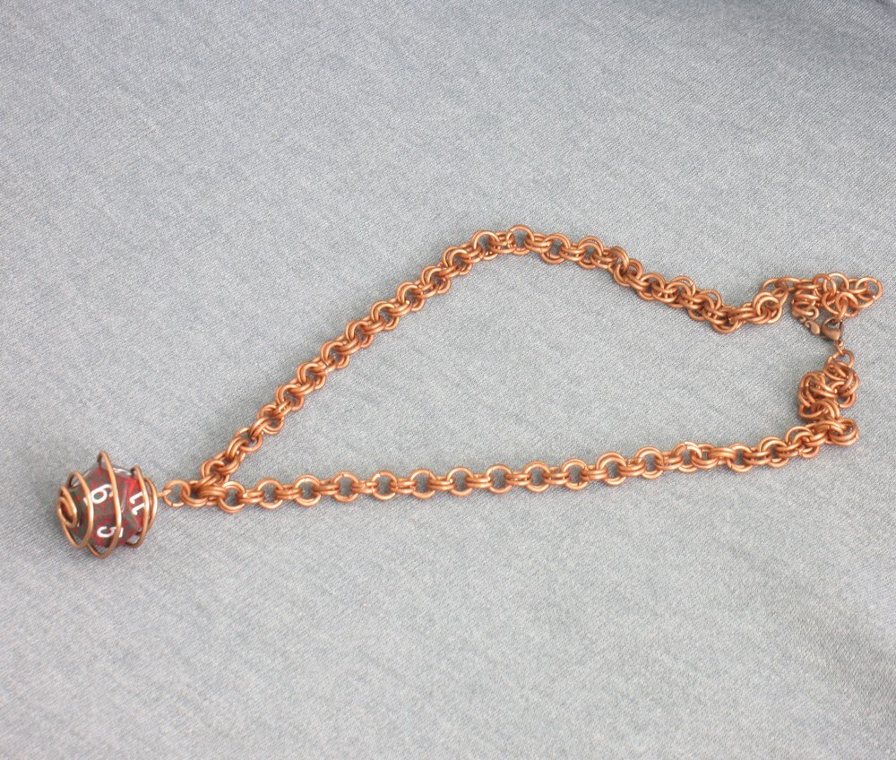D12 Earth Tone Copper Wire Wrapped Chainmail Dice Necklace - Etsy Sweden
