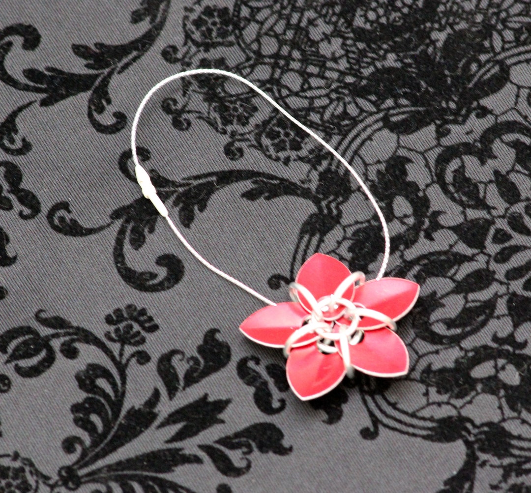 Small Red Scalemail Flower Holiday Ornament: Christmas Chainmail ...