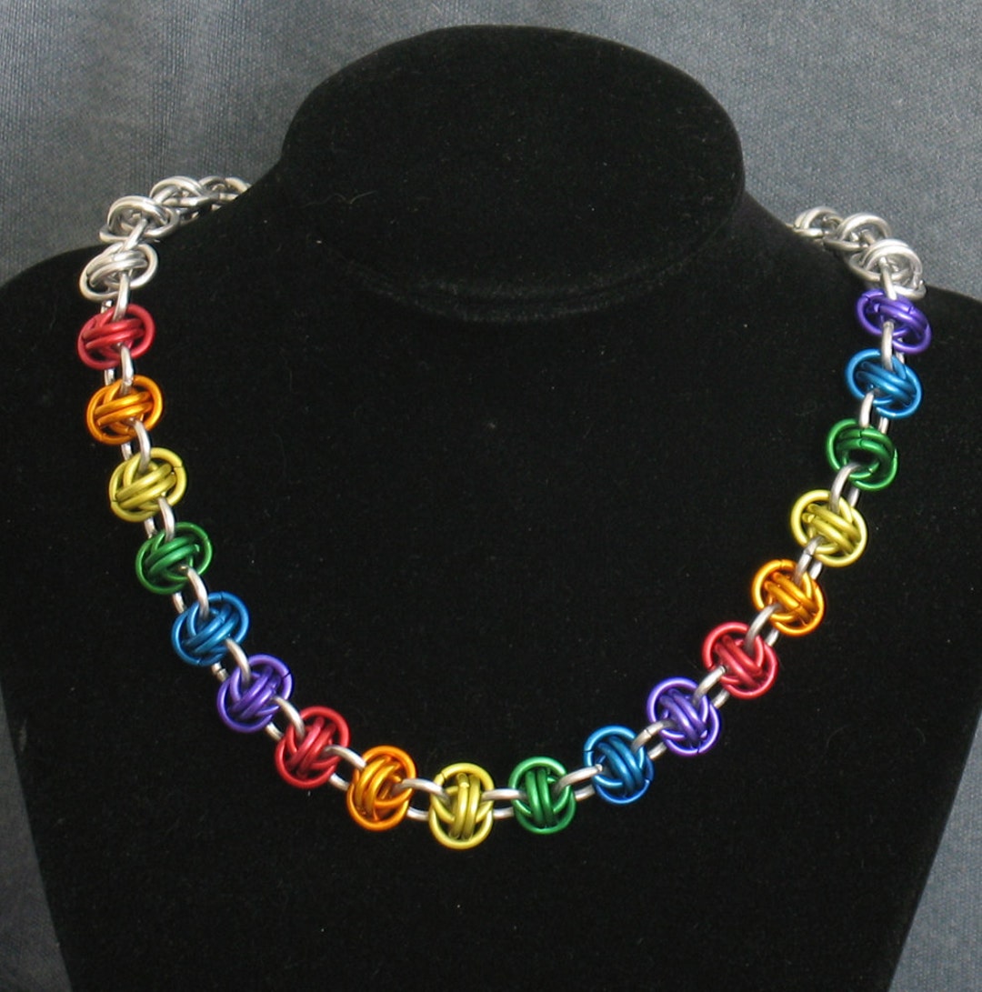 Rainbow Pride Barrel Weave Chainmail Necklace - Etsy