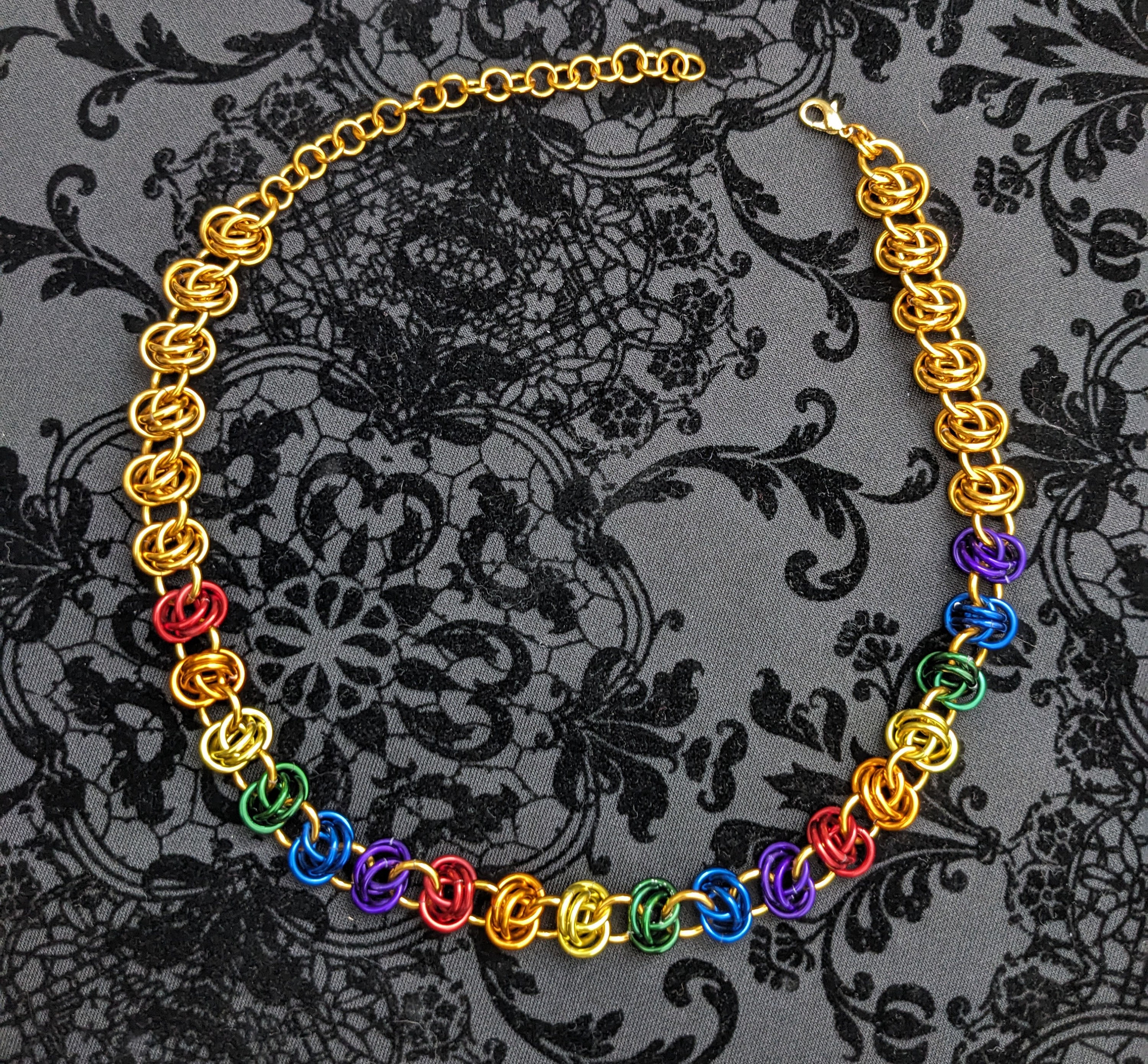 Rainbow Pride Barrel Weave Chainmail Necklace - Etsy