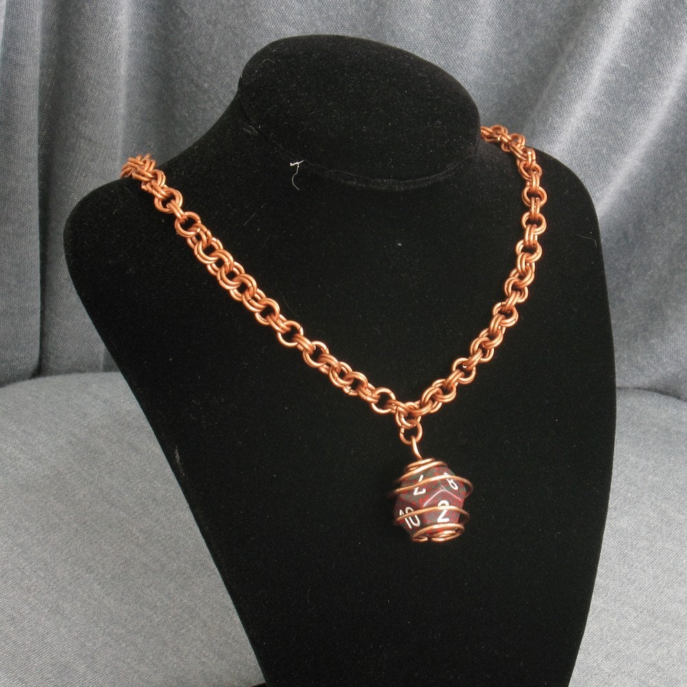 D12 Earth Tone Copper Wire Wrapped Chainmail Dice Necklace - Etsy Sweden