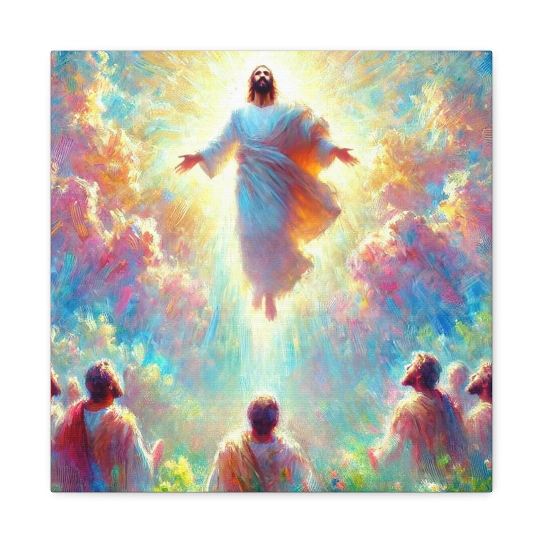 Canvas Print, Jesus's Ascension Religious Matte Stretched Wall Art ...