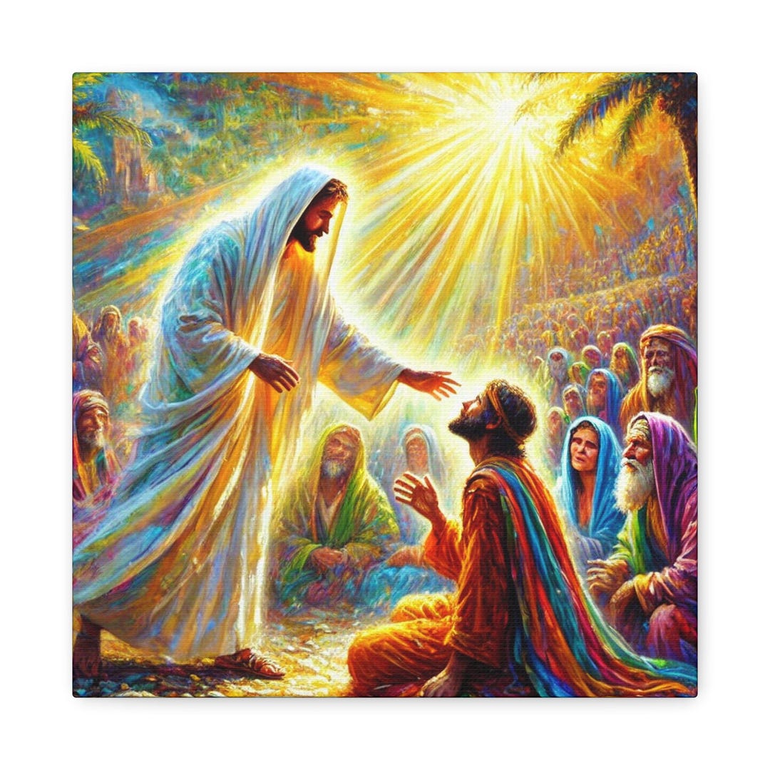 Jesus Heals the Blind Bartimaeus Canvas Print Mark 10:46-52 Christian ...