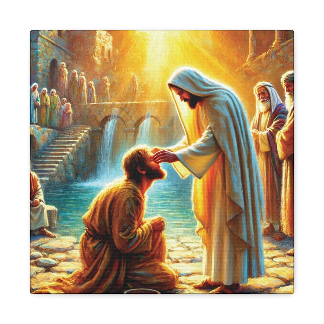 Jesus Heals the Blind Man | John 9:1-12 | Christian Canvas Wall Art ...