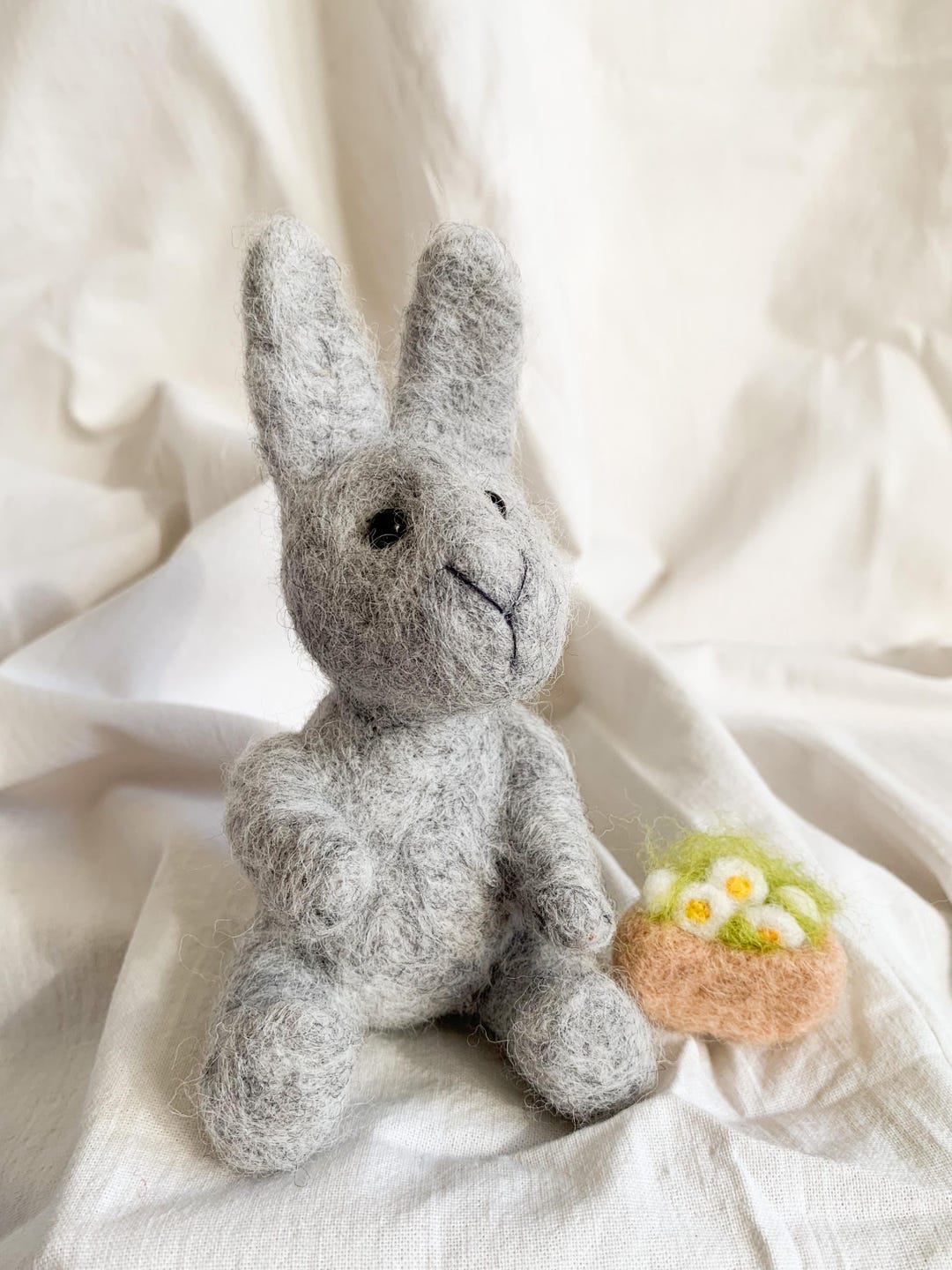 Needle Felted Rabbit, Soft Sculpture Hare, Wool Animal, Handmade ...