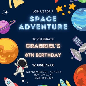 Editable Space Party Birthday Invitation - Etsy