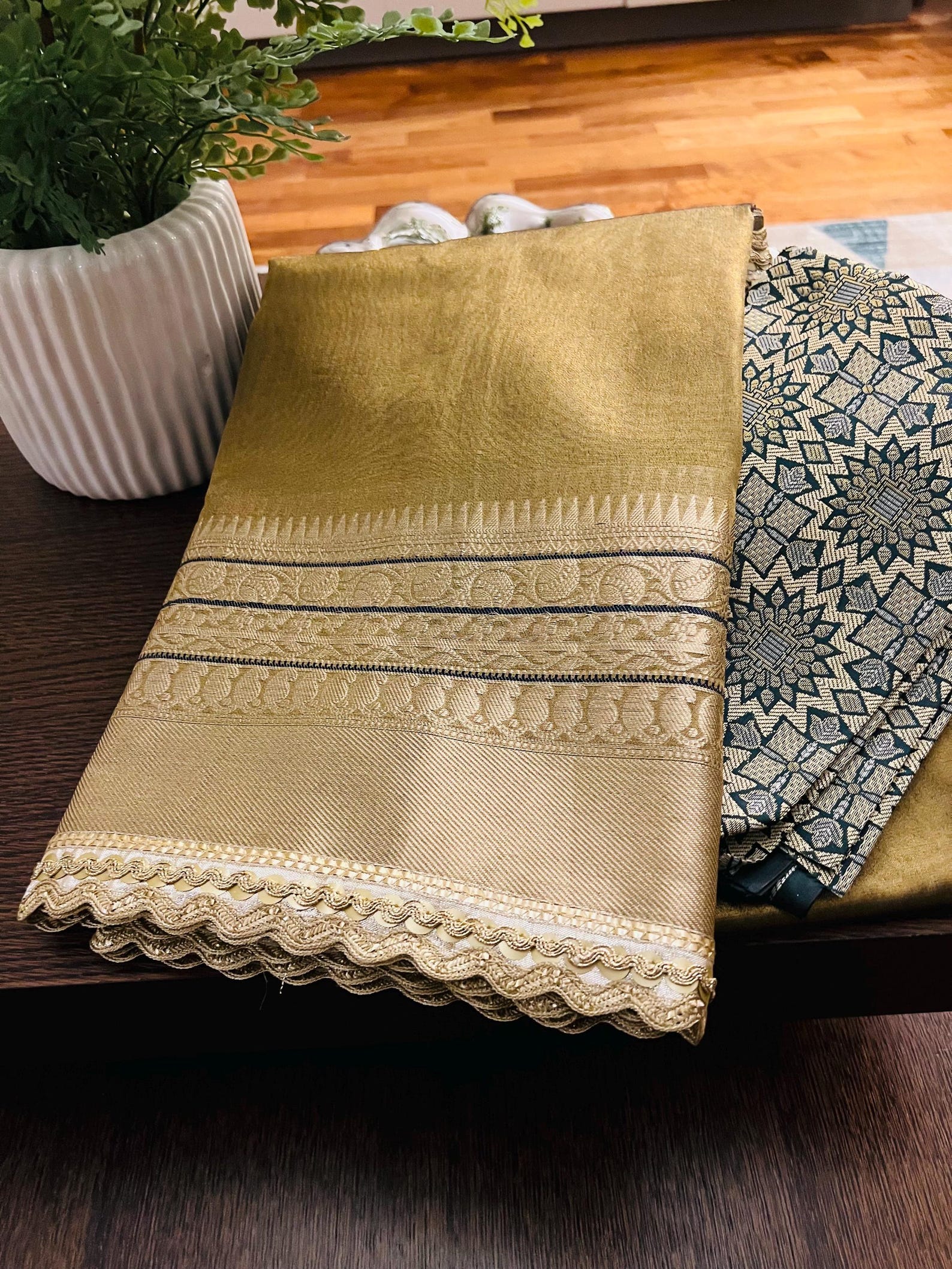 Tissue Saree- Greenish Gold - Etsy