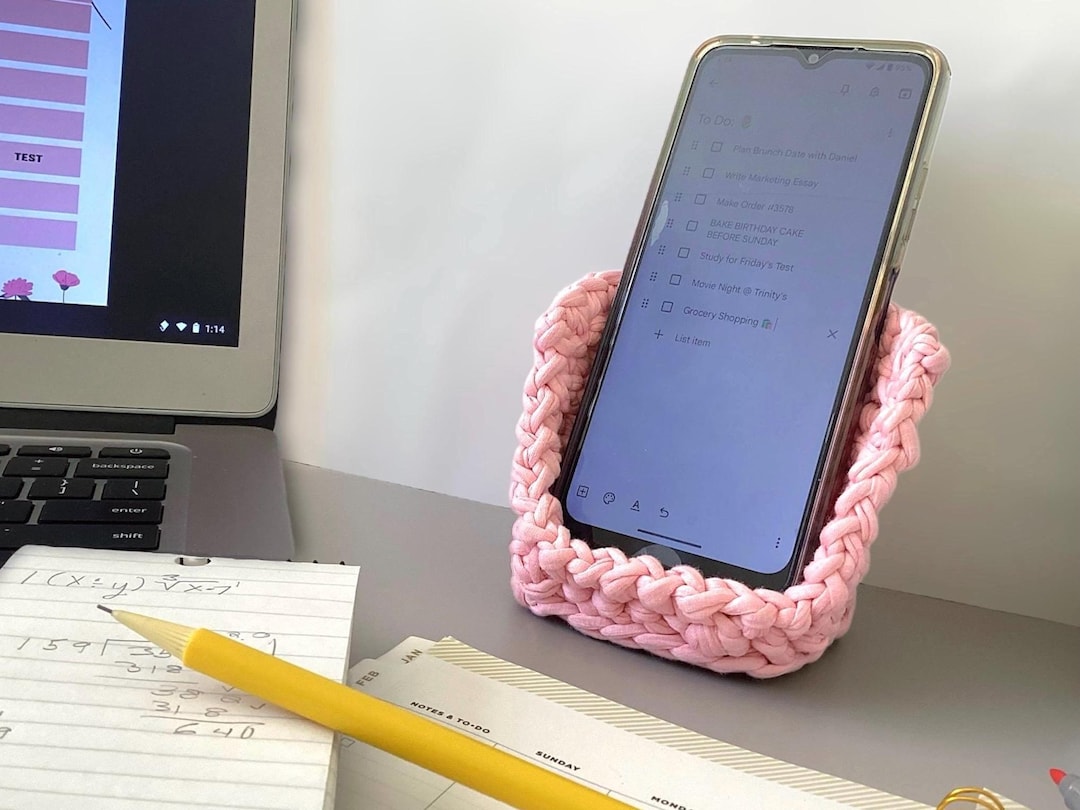 Handmade Crocheted Phone Stand: Chunky Cotton Cell Phone Dock - Etsy